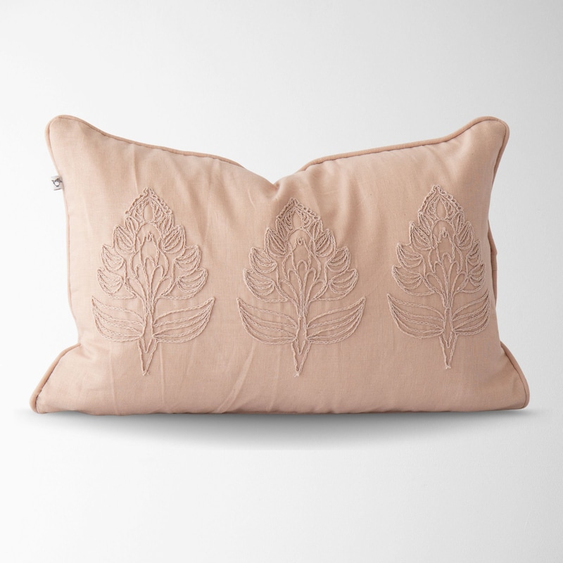 Embroidered Lumbar Pillow - Etsy