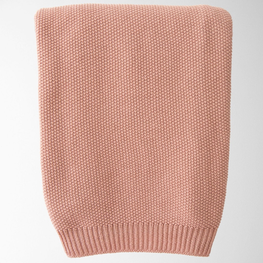 Sia Cotton Seed-stitch Knit Throw in Dusty Rose 100% Cotton - Etsy