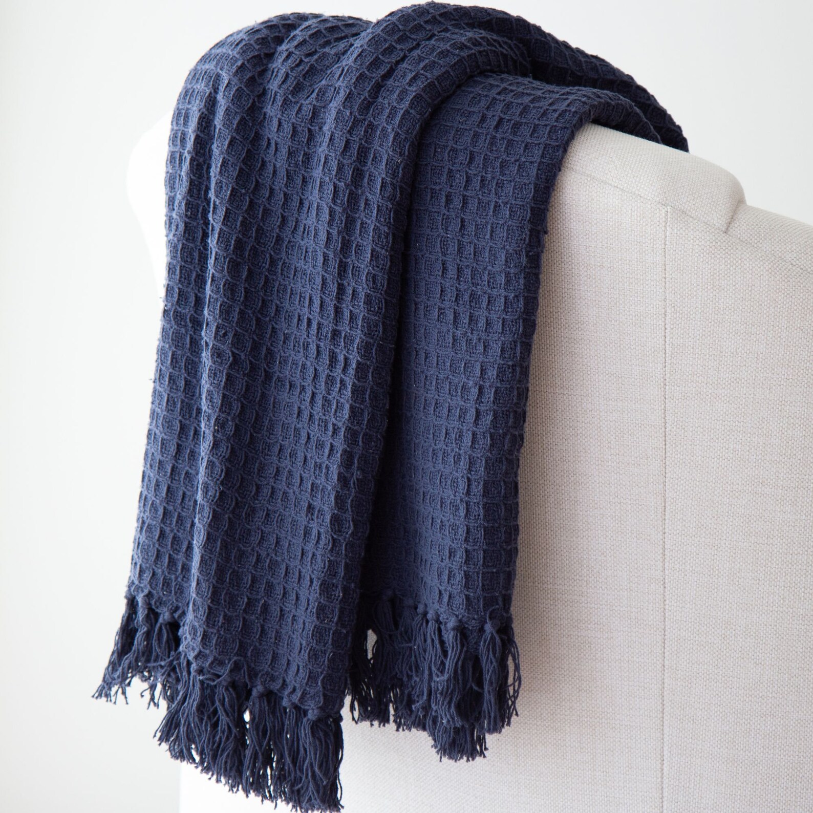 Peyton Cotton Waffle Throw in Navy 50x60 Throw Waffle - Etsy