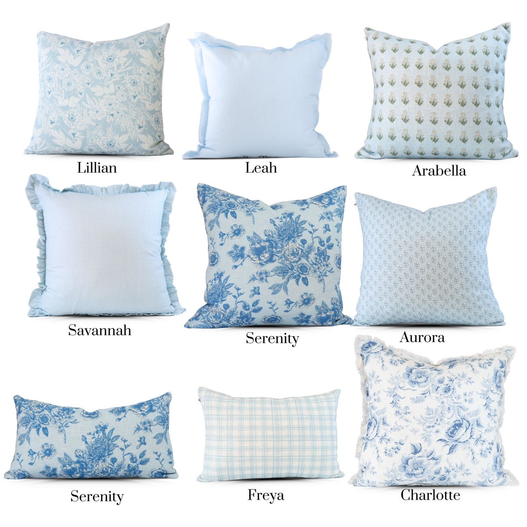 Blue Pillow Covers || Mix and Match Decorative Pillows || Blue Floral ...