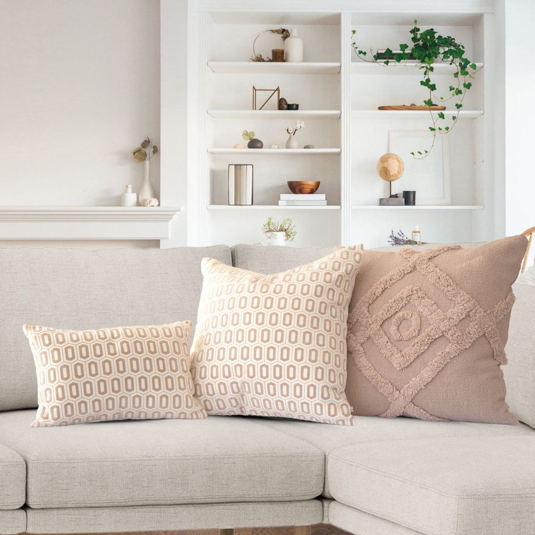 Daisy Modern Farmhouse Rose Pillow Covers - Set of 3 || 12x18 and 22x22 ...