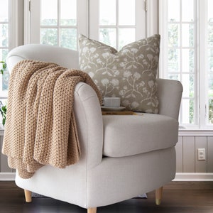 Chloe Cotton Chunky Knit Throw in Tan 100% Cotton Throw 50x60 Throw ...