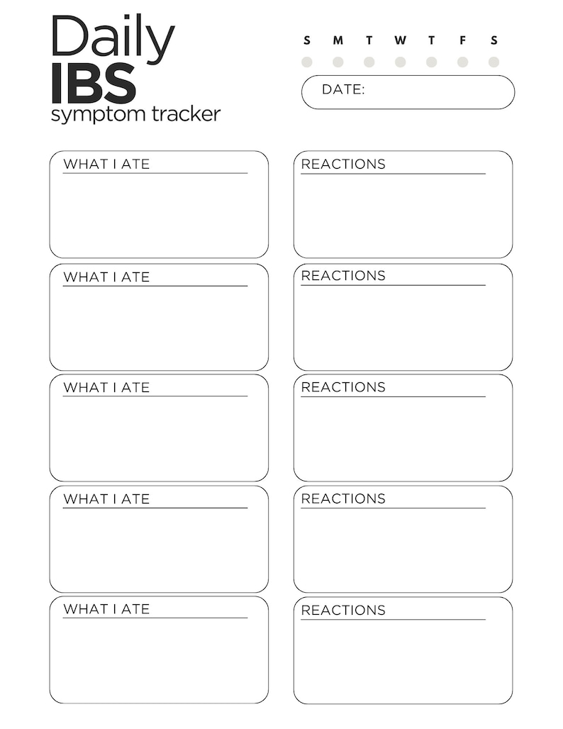 IBS Symptom Tracker, Digital IBS Symptom Tracker, IBS Tracker, Ibs List ...
