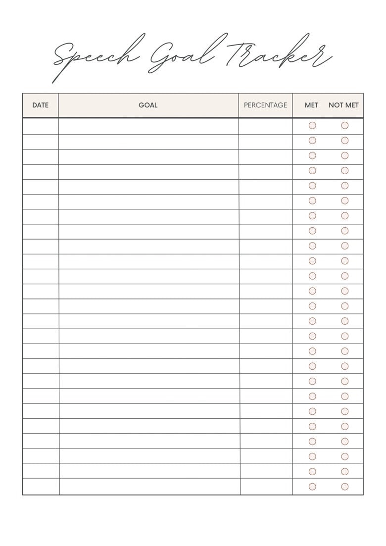 Speech Therapy Goal Tracker - Etsy