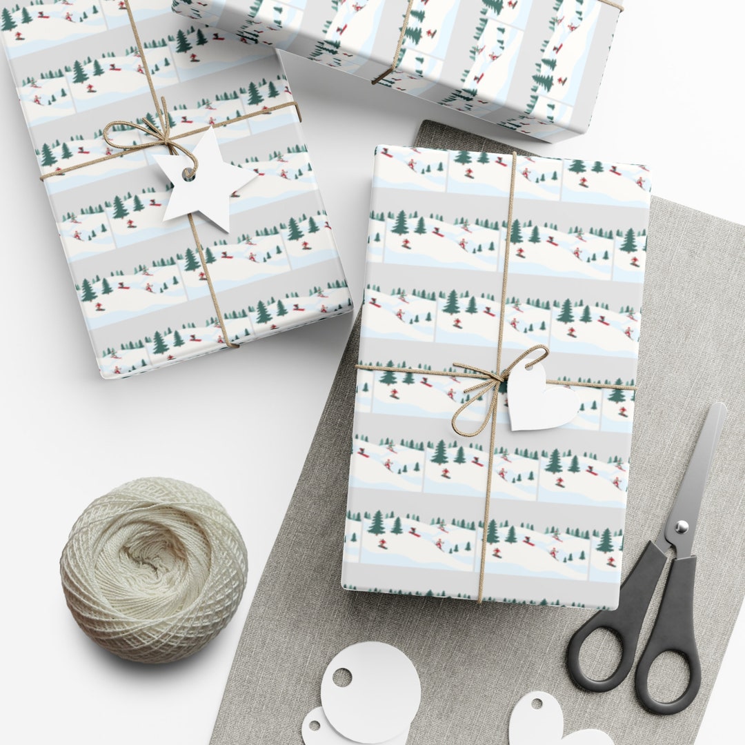 Ski Wrapping Paper, Ski Gift, Gift for Skier, Holiday Wrapping Paper ...