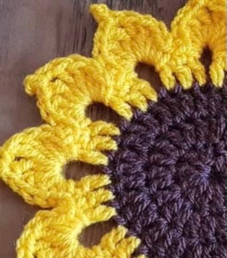 Crochet Sunflower Coaster Pattern - Etsy
