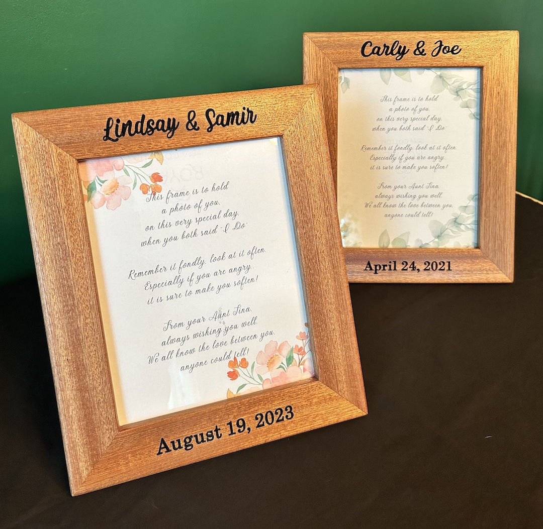 Personalized 8" X 10" Custom Wood Picture Frame With Engraving* Wedding ...