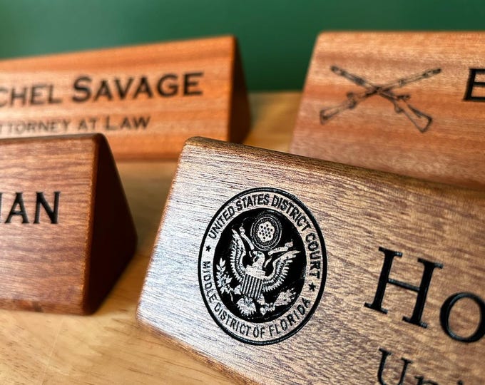 Custom Military Desk Nameplate - 15 Inch Solid Cherry Wood Name Plate ...