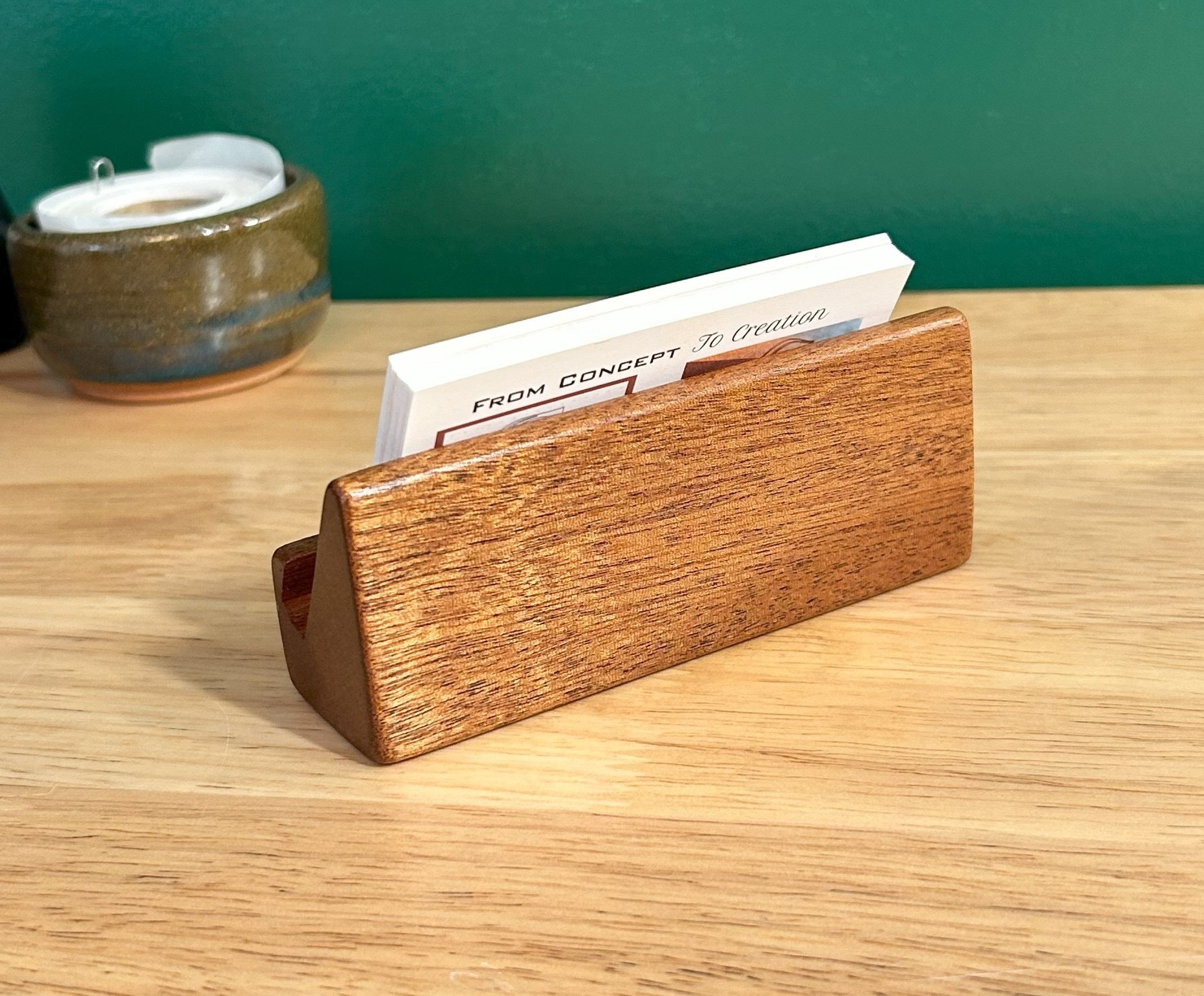 Mahogany Wood Business Card Holder* Matching Desk Name Plate* - Etsy