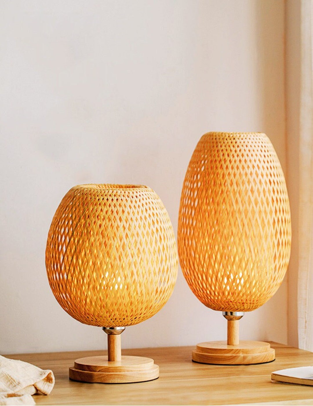 Boho Style Bamboo Lamp Desk Lamp Bamboo Table Lamp Boho - Etsy