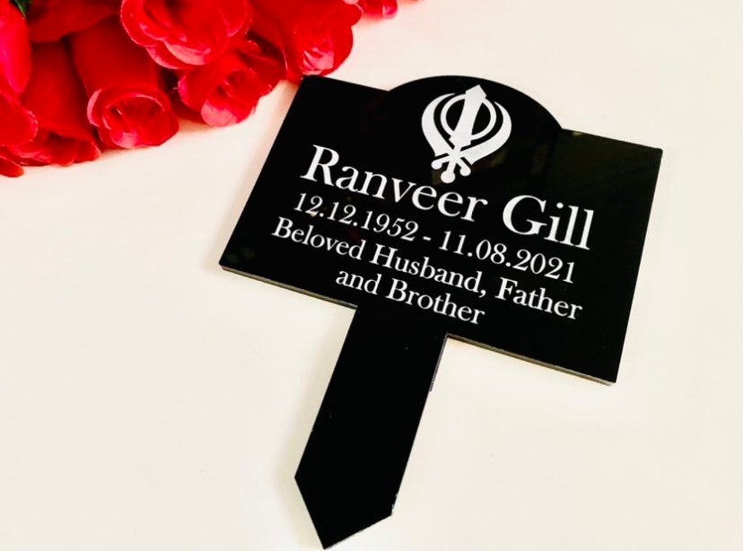 Personalised Sikh Memorial Plaque Remembrance Stake Outdoor Memorial ...