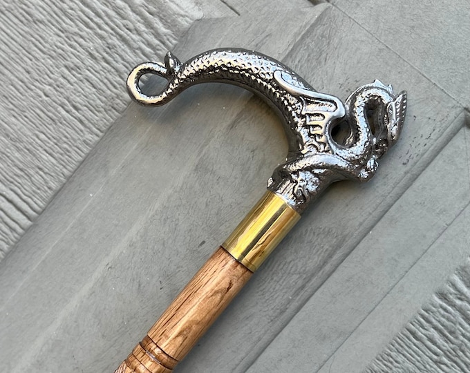 Dragon Walking Stick Wooden CANE, Handmade Carving Wooden Walking Stick ...