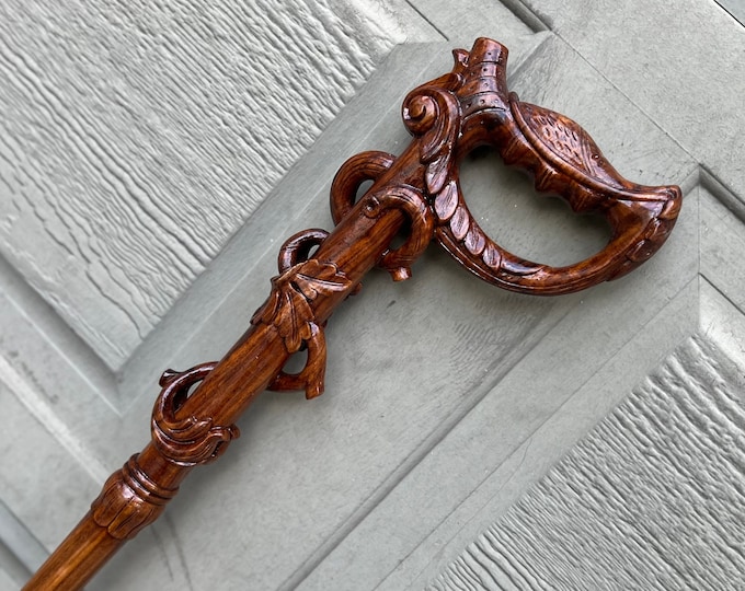 Walking Stick Wooden CANE, Handmade Carving Wooden Walking Stick, Hand ...