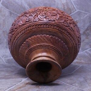 Handmade Rosewood Vase, Carved Wood Vase, Wedding Table Centerpiece ...