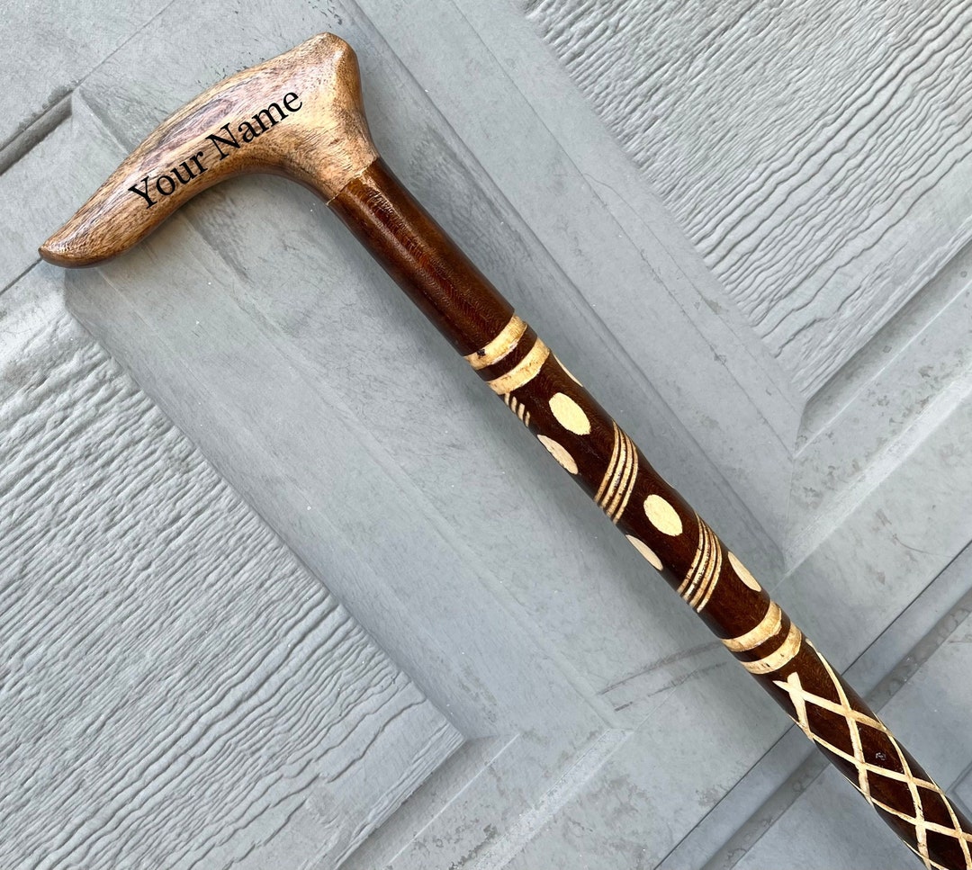 Handmade Carved Beech Wood Walking Cane - Personalized Wooden Stick - Etsy