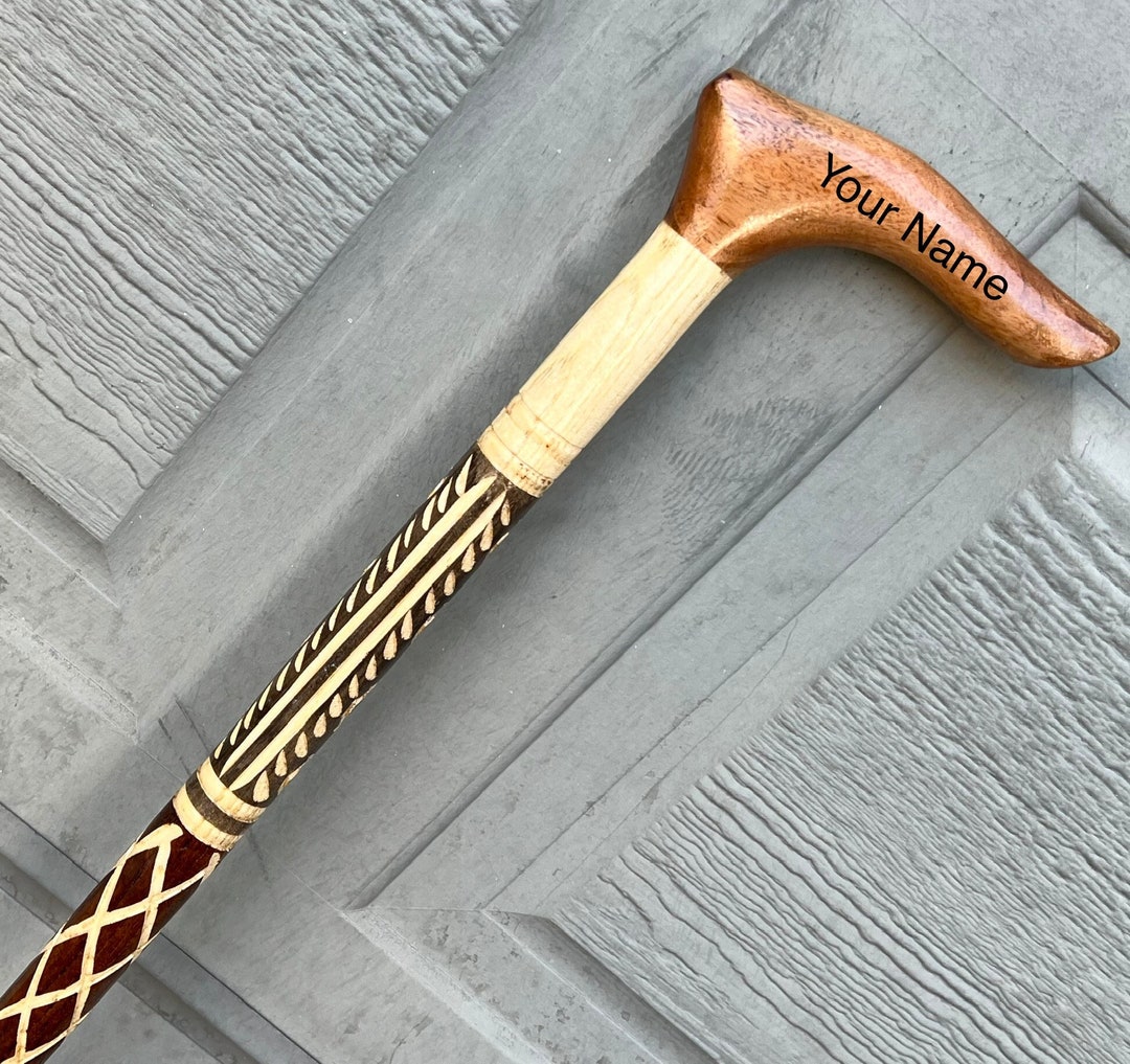 Handmade Carved Beech Wood Walking Cane: Personalized Wooden Stick - Etsy