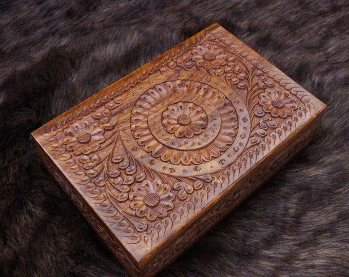 Secret Lock Box, Hand-carved Wooden Box, Memory Box, Keepsake Box ...