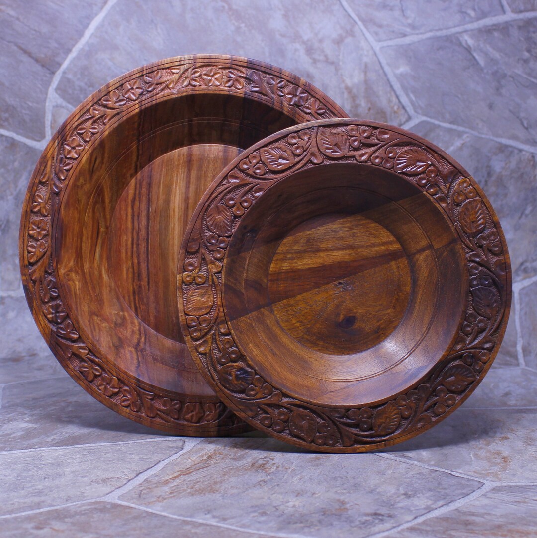 Set of 2 Handmade Rosewood Wooden Plate, Decorative Plate, Display ...