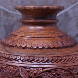 Handmade Rosewood Vase, Carved Wood Vase, Wedding Table Centerpiece ...