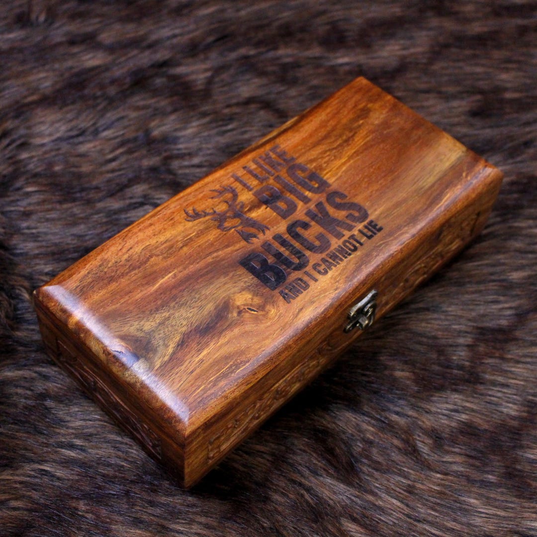 Hand-carved Rosewood Keepsake Box: Hunting Knife Storage, Personalized ...