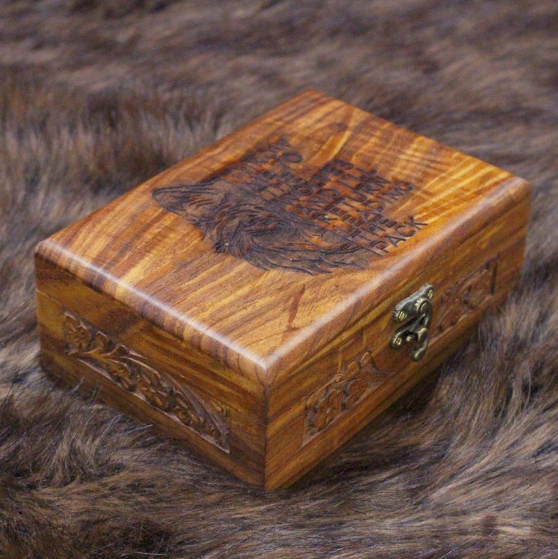 Hand-carved Wolf Rosewood Box: Personalized Keepsake, Knife Storage - Etsy