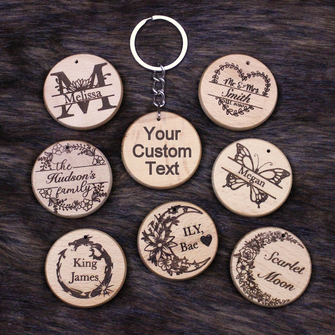 Engraved Peachwood Keychain: Personalized Wood Keyring - Custom ...