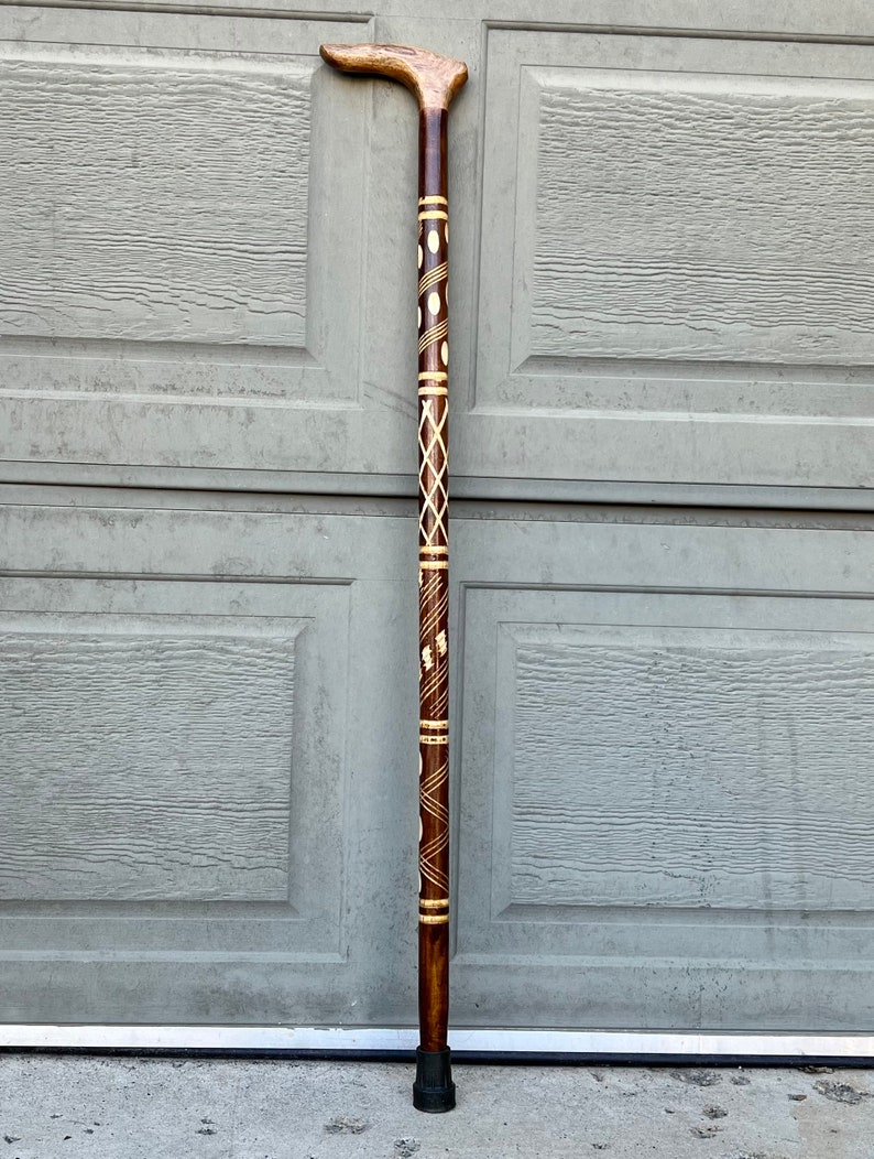 Handmade Carved Beech Wood Walking Cane - Personalized Wooden Stick - Etsy