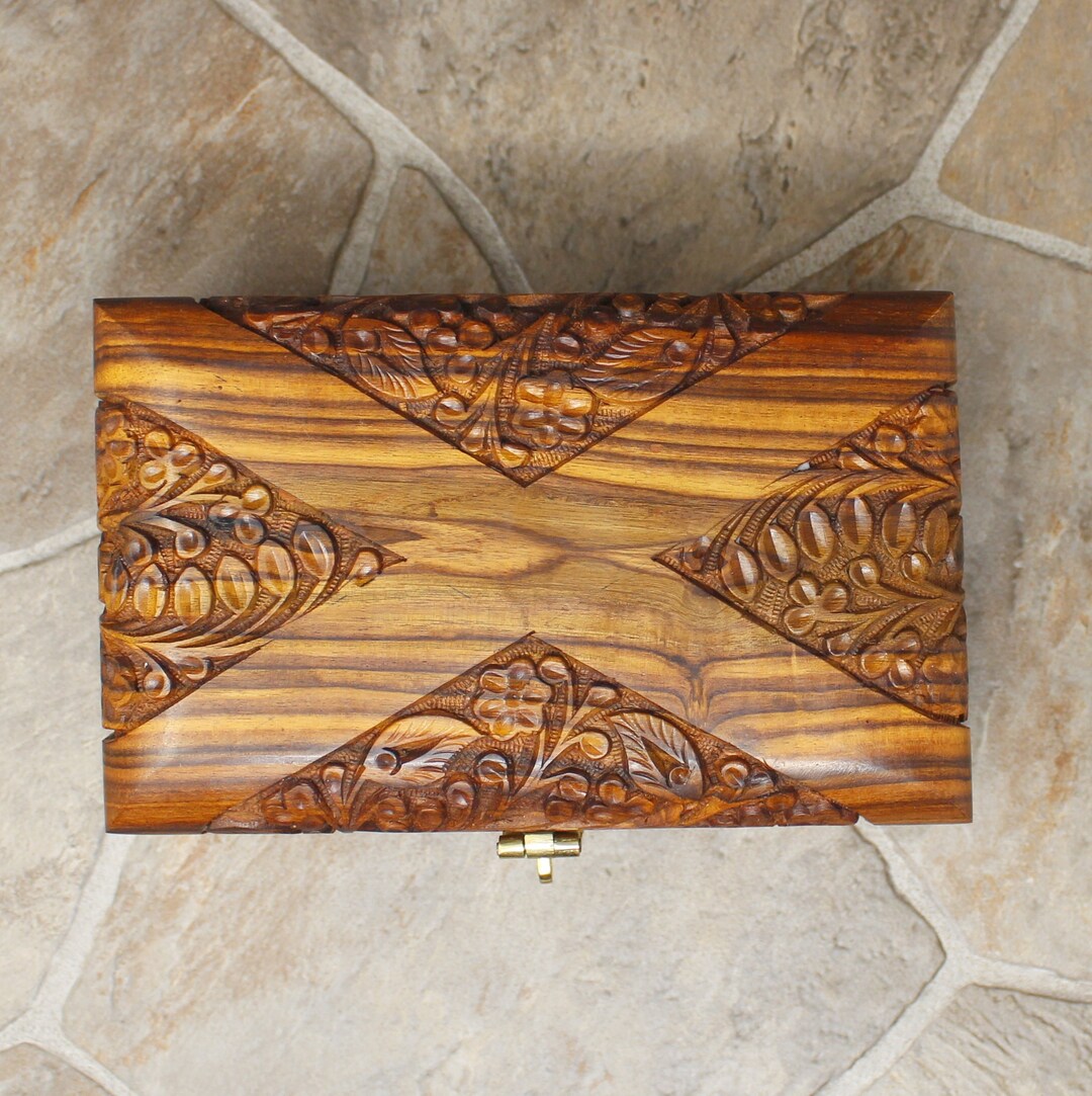 Hand-carved Wooden and Brass Box, Wooden Box, Personalized Box, Memory ...