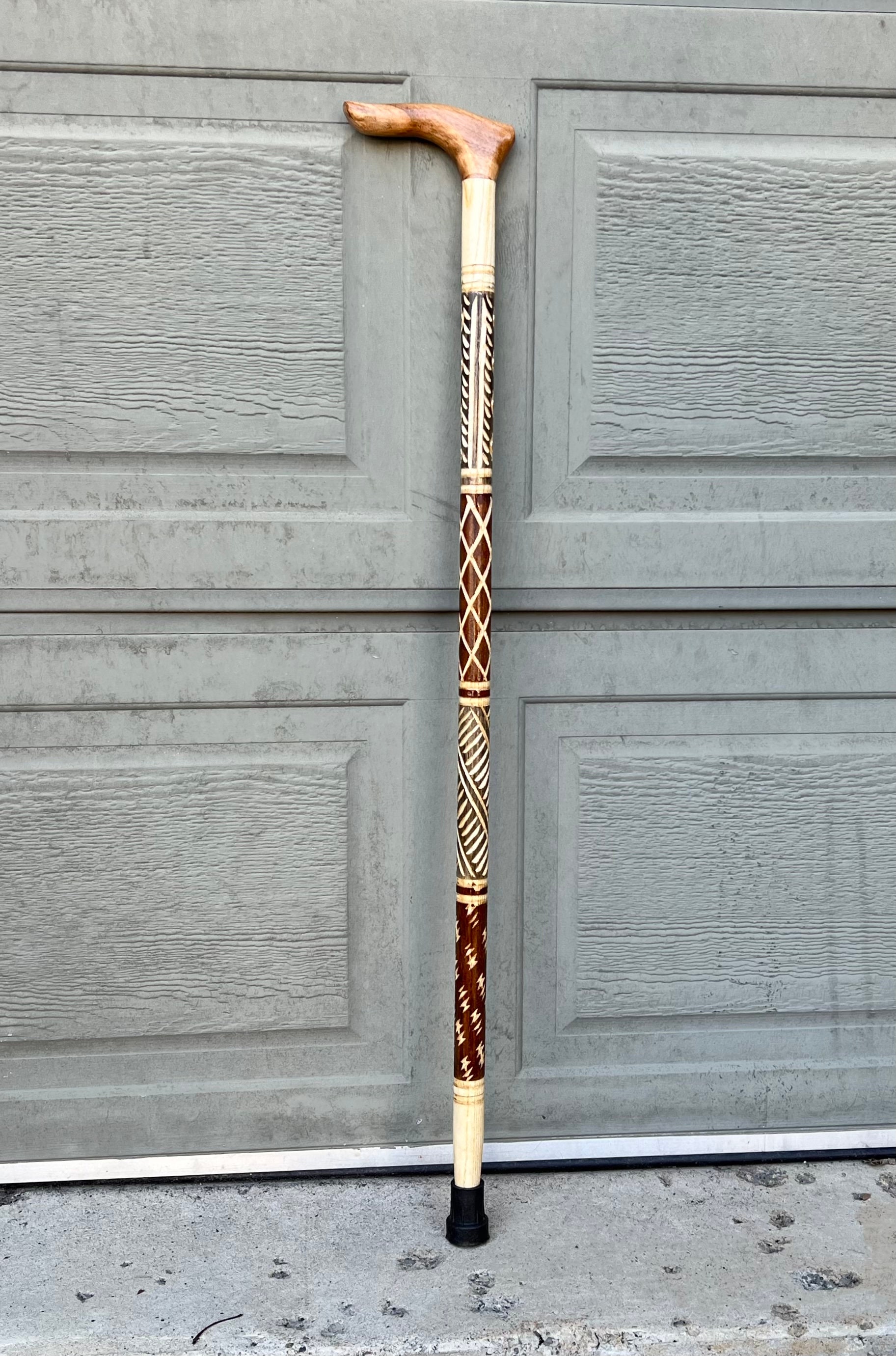 Handmade Carved Beech Wood Walking Cane: Personalized Wooden Stick - Etsy