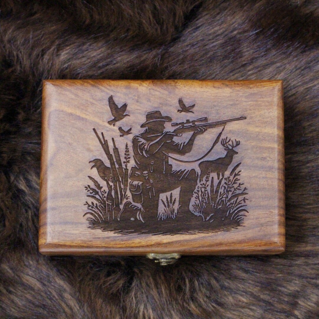 Hunting Box, Hand-carved Wooden Box, Hunting Knife, Memory Box ...