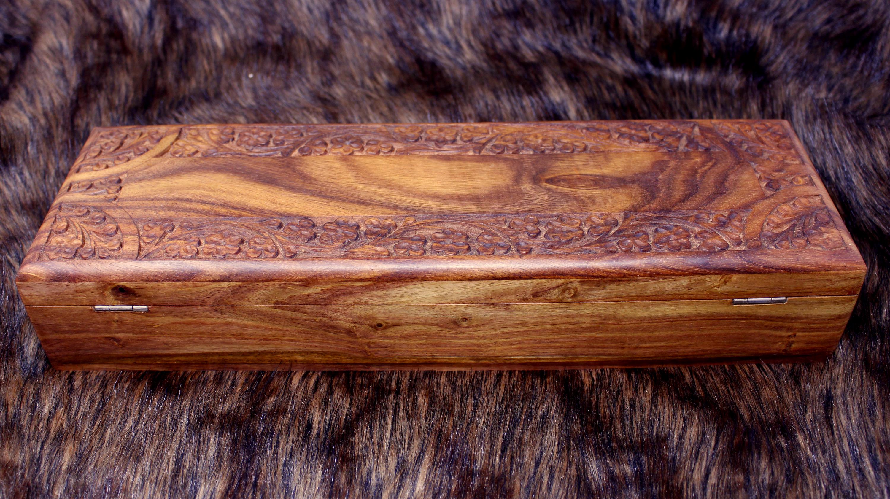 Hand-carved Wooden Box, Hunting Knife, Memory Box, Keepsake Box, Knife ...