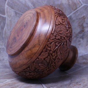 Handmade Rosewood Vase, Carved Wood Vase, Wedding Table Centerpiece ...
