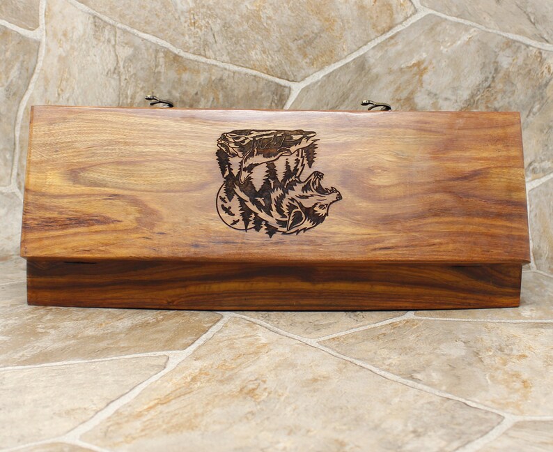 Hand-carved Wolf Rosewood Box: Personalized Keepsake, Knife Storage - Etsy