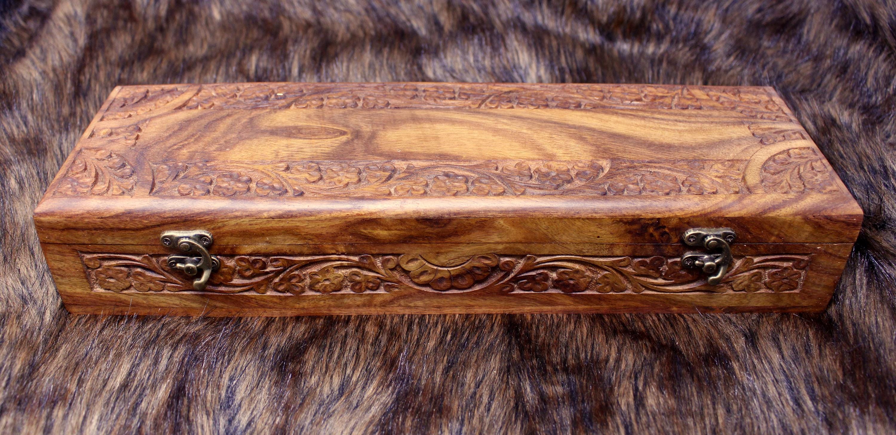 Hand-carved Wooden Box, Hunting Knife, Memory Box, Keepsake Box, Knife ...