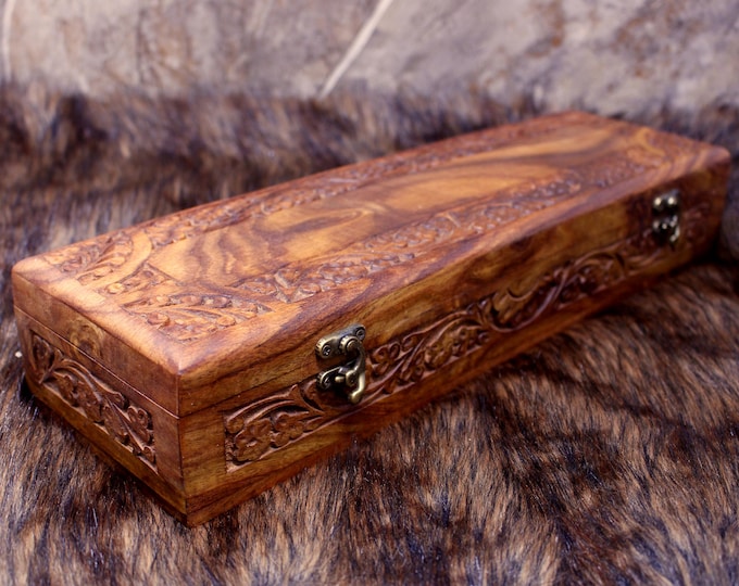 Hand-carved Wooden Box, Hunting Knife, Memory Box, Keepsake Box, Knife ...
