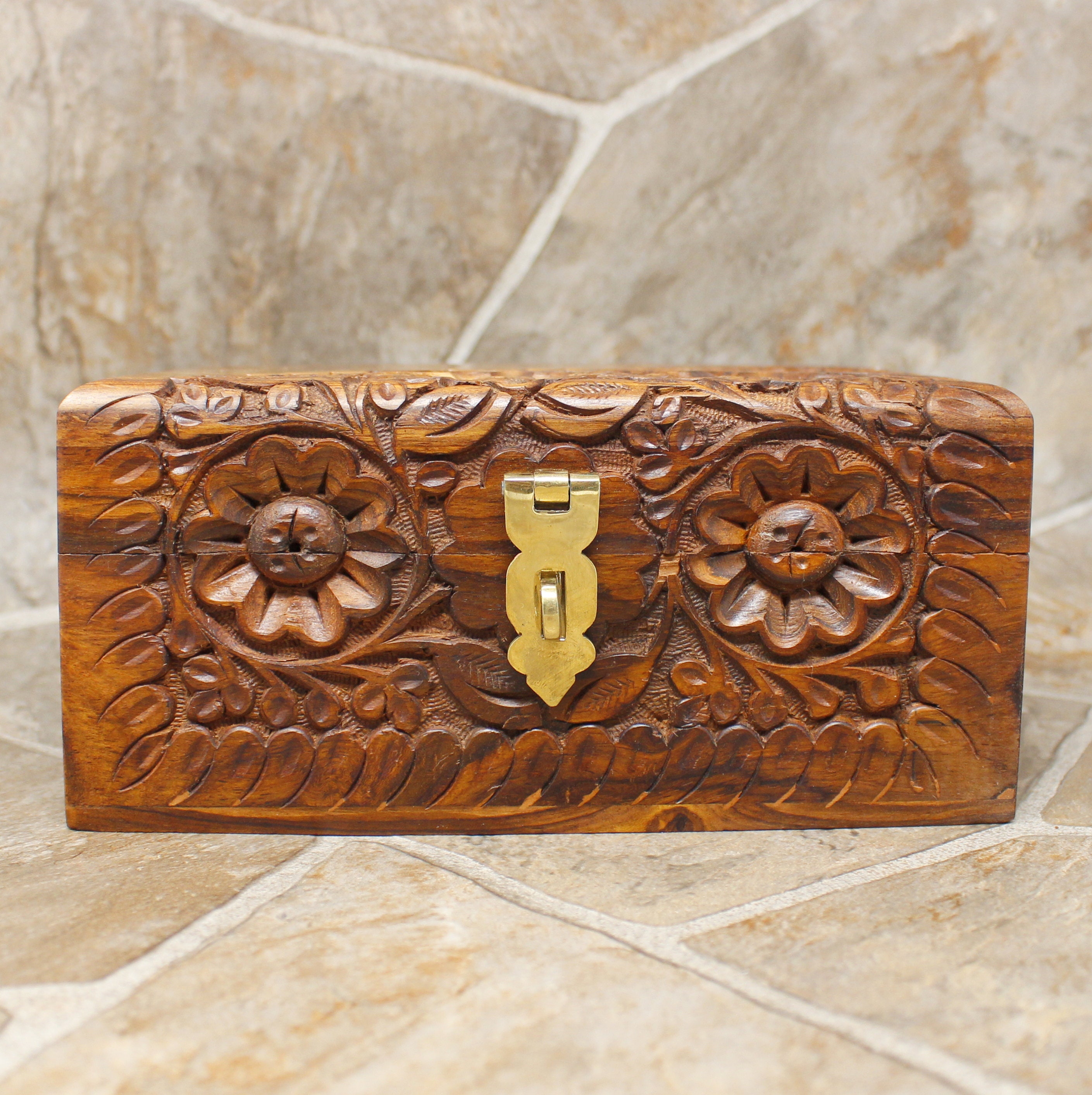 Hand-carved Wooden and Brass Box, Wooden Box, Personalized Box, Memory ...