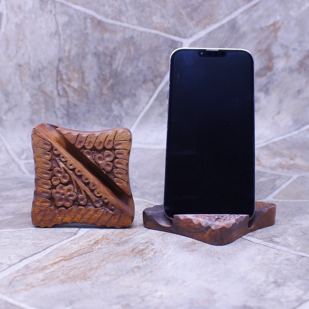 Wooden Handcarved Phone Stand, Custom Phone, Personalized Phone Holder ...