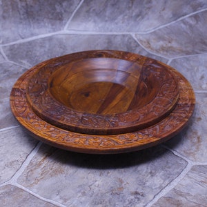 Set of 2 Handmade Rosewood Wooden Plate, Decorative Plate, Display ...