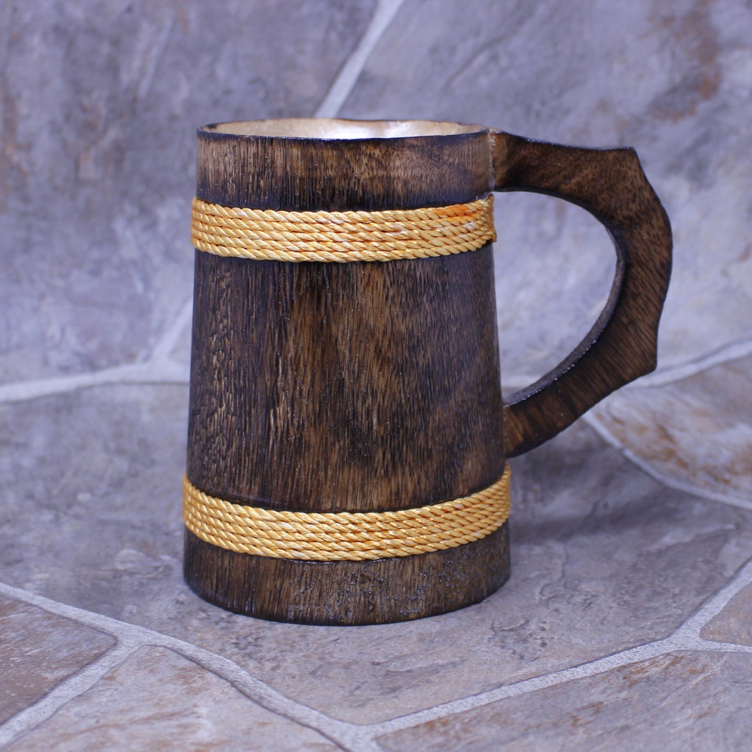 Gift for Men, Fathers Day, Oak Beer Wooden Tankard, Groomsmen Gift ...