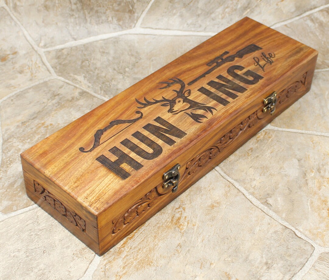 Hand-carved Rosewood Hunting Knife Box: Personalized Keepsake - Etsy