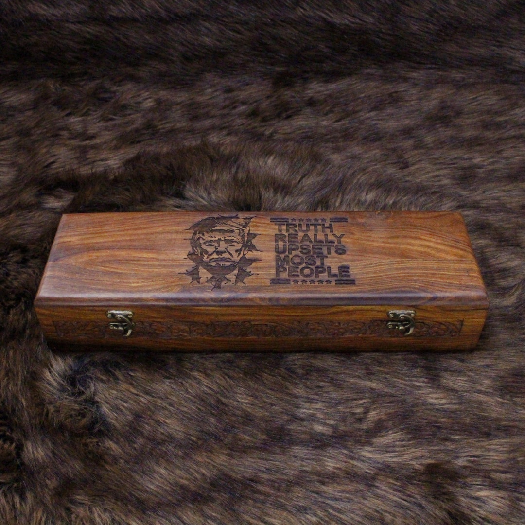 Trump Box, Quote Box, Hand-carved Wooden Box, Hunting Knife, Memory Box ...