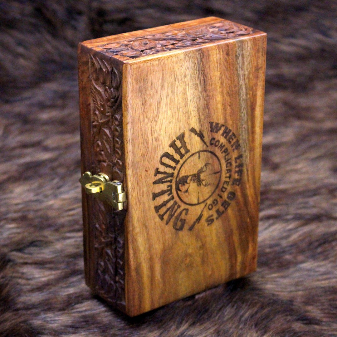 Hand-carved Rosewood Hunting Knife Box: Personalized Keepsake - Etsy