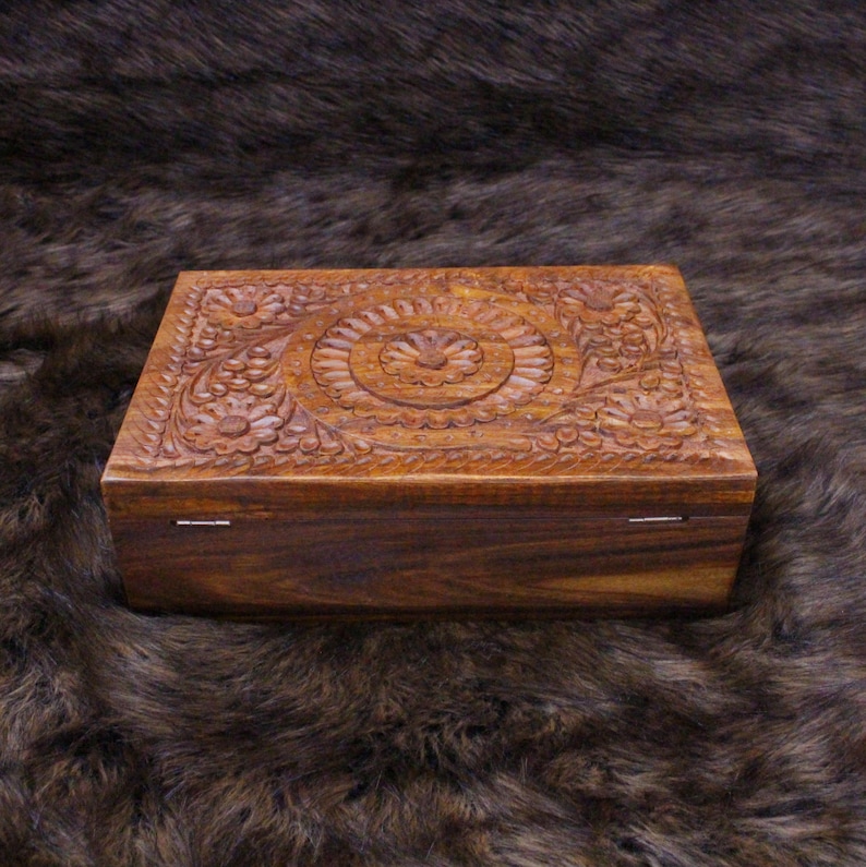 Secret Lock Box, Hand-carved Wooden Box, Memory Box, Keepsake Box ...