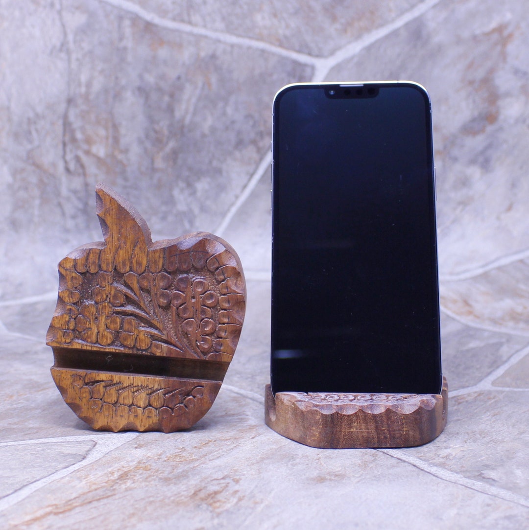 Wooden Handcarved Phone Stand, Custom Phone Holder, Personalized Phone ...