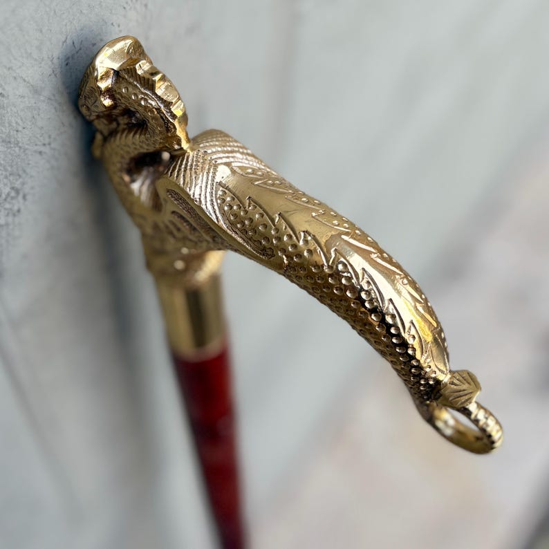Hand Carved Dragon Walking Cane: Rosewood & Brass Handle - Etsy