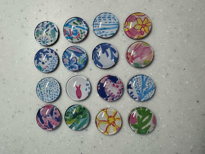 Lilly Magnets – 1" Bright Preppy Decorative Magnets From Upcycled ...