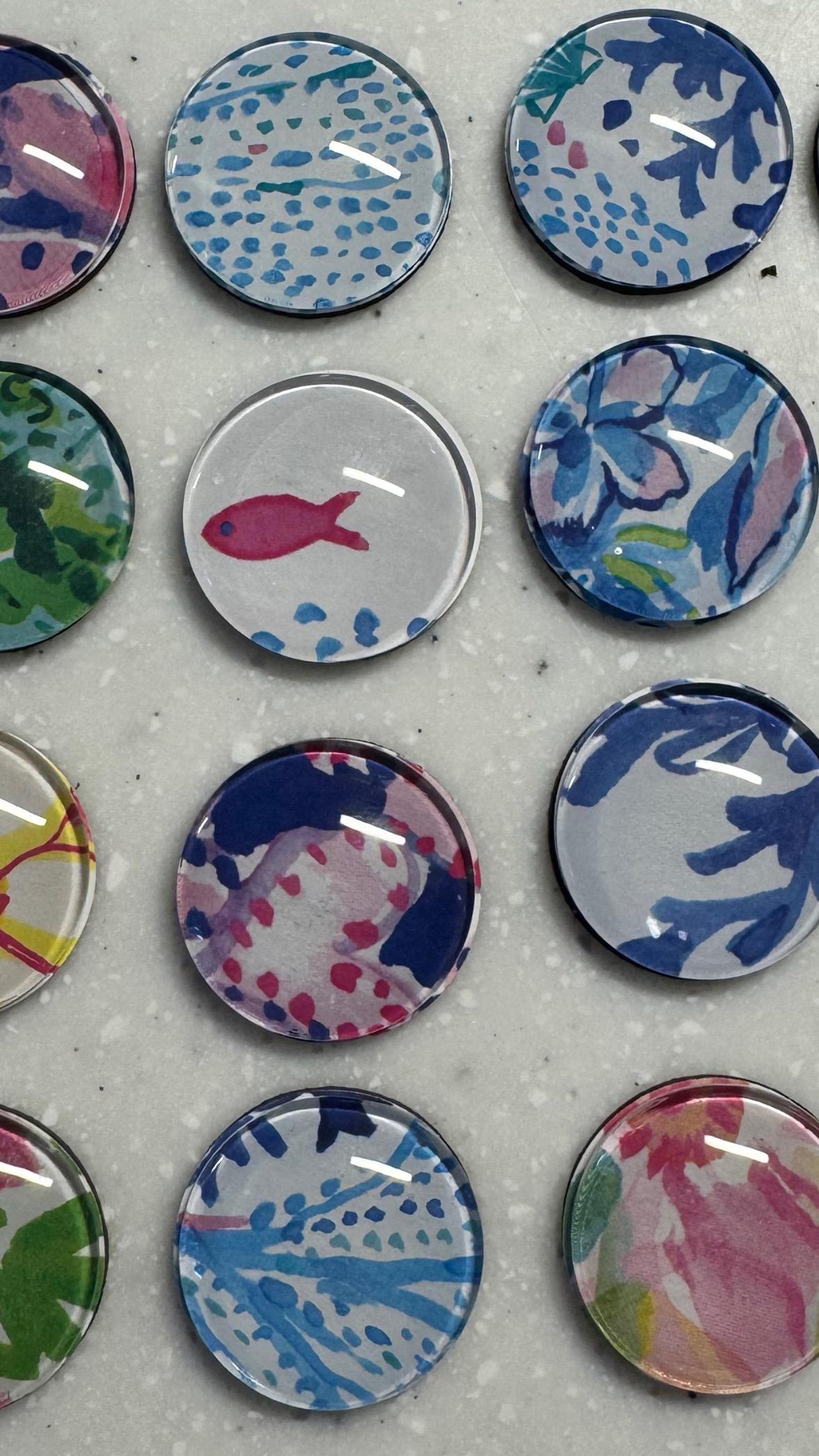 Lilly Magnets – 1" Bright Preppy Decorative Magnets From Upcycled ...