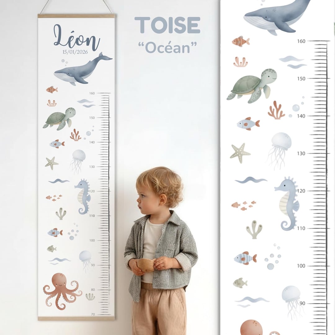 Personalized Fabric Growth Chart for Children "ocean" | Baby Room ...