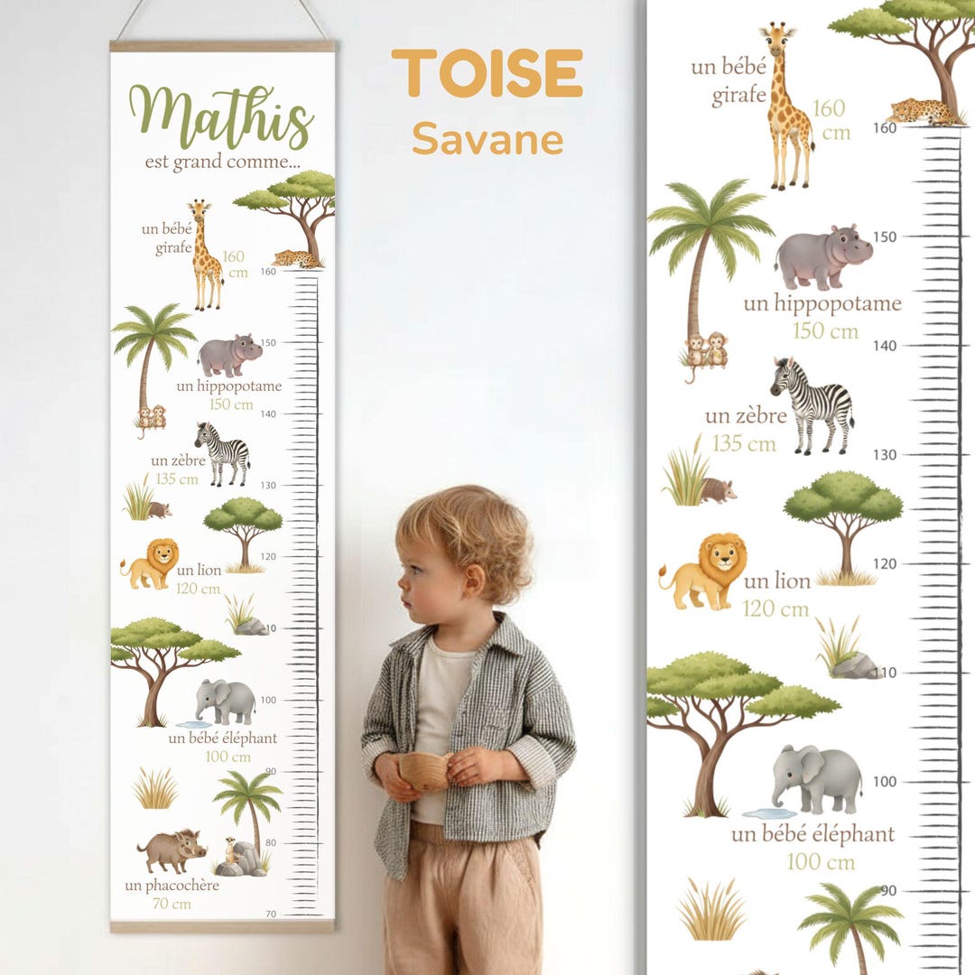 Personalized Fabric Growth Chart for Children "savannah" | Baby Room ...