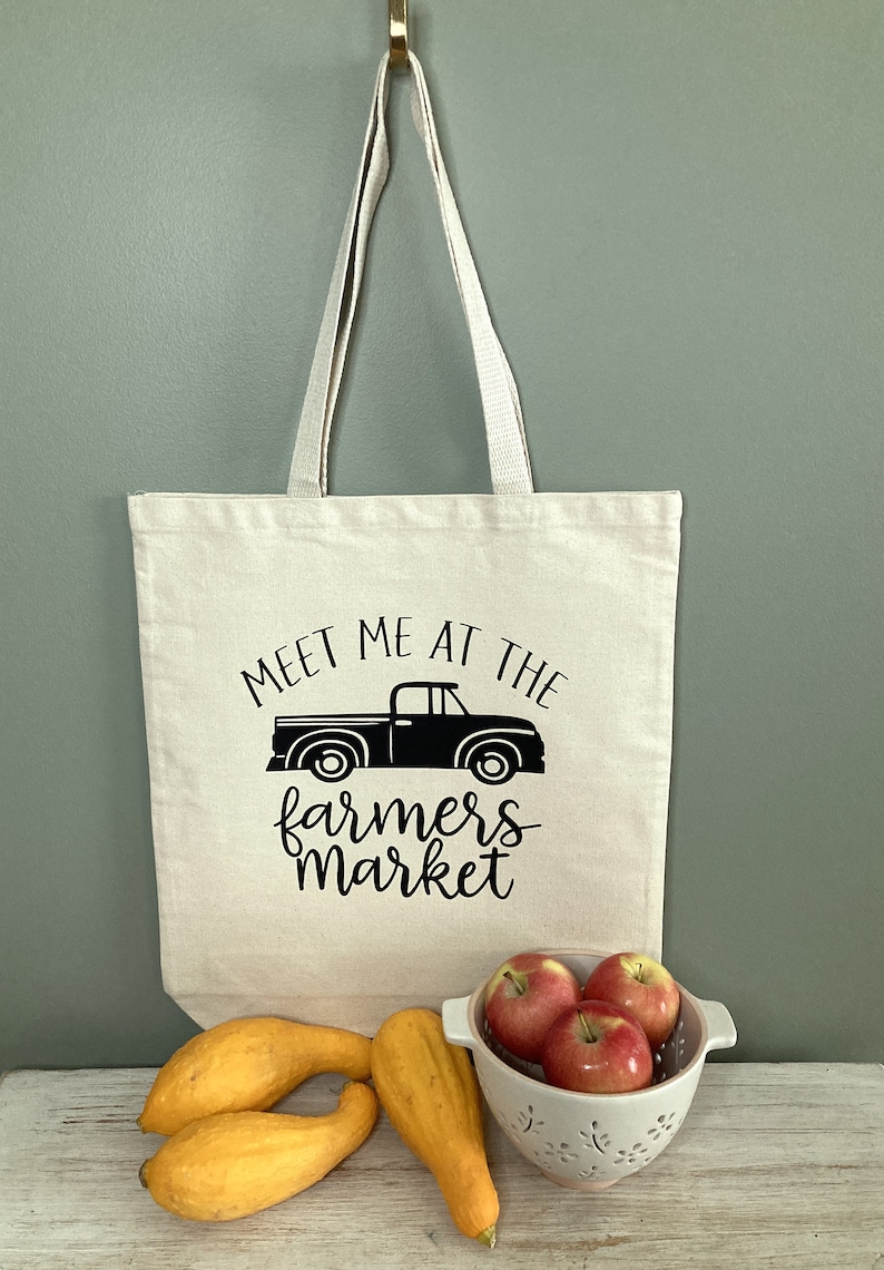 Farmers Market Canvas Tote Bag in Cream or Black. Sturdy, Reusable, 100 ...